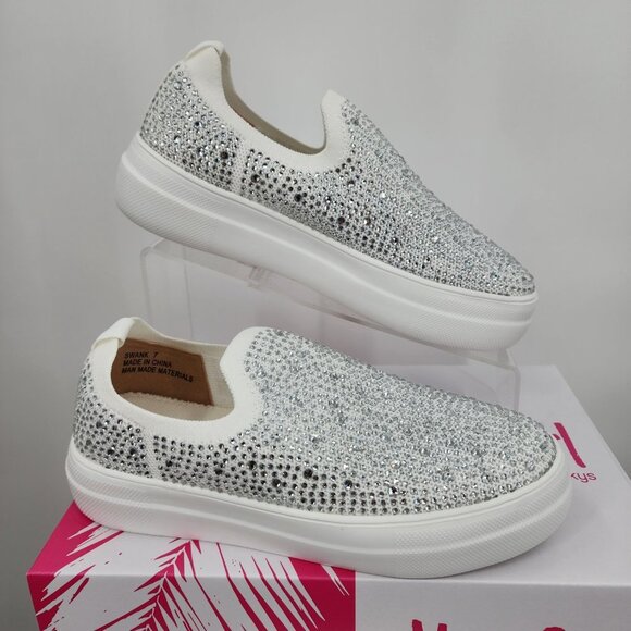 Corkys | Shoes | Corkys Swank White Rhinestone Bedazzled Sneakers 71 ...